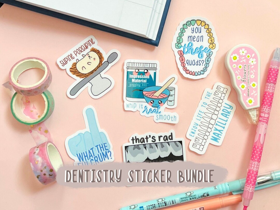 Dentistry Sticker Pack Cute, Dental Pin for Backpack, Dental Hygiene ...