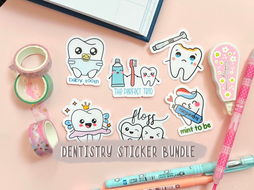 Teeth Stickers Pack Cute, Dental Pin for Lanyard, Dental Hygiene Gift ...