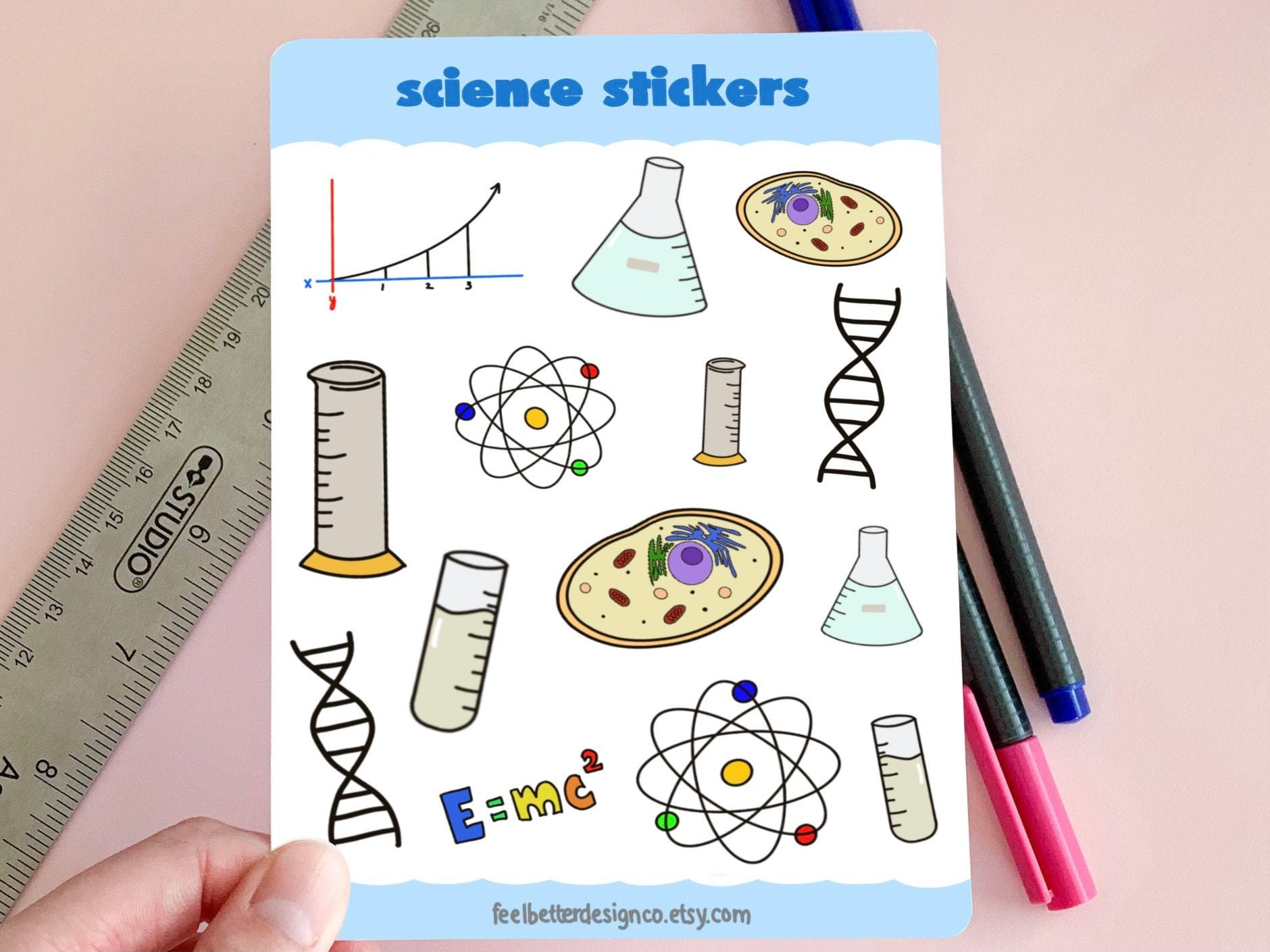 Science Sticker Sheet, Nerdy Stickers, Chemistry Stickers, Planner ...
