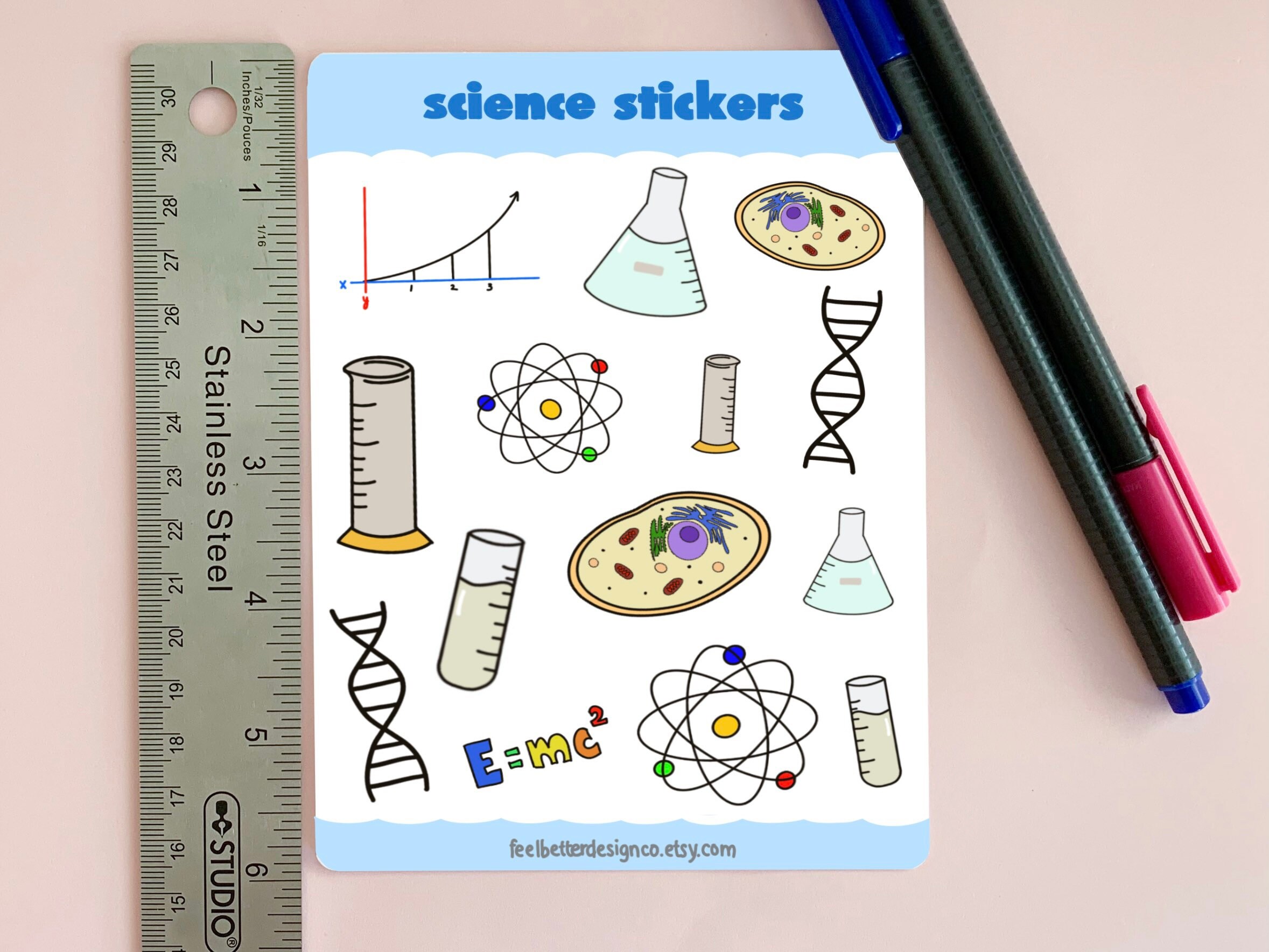 Science Sticker Sheet, Nerdy Stickers, Chemistry Stickers, Planner ...