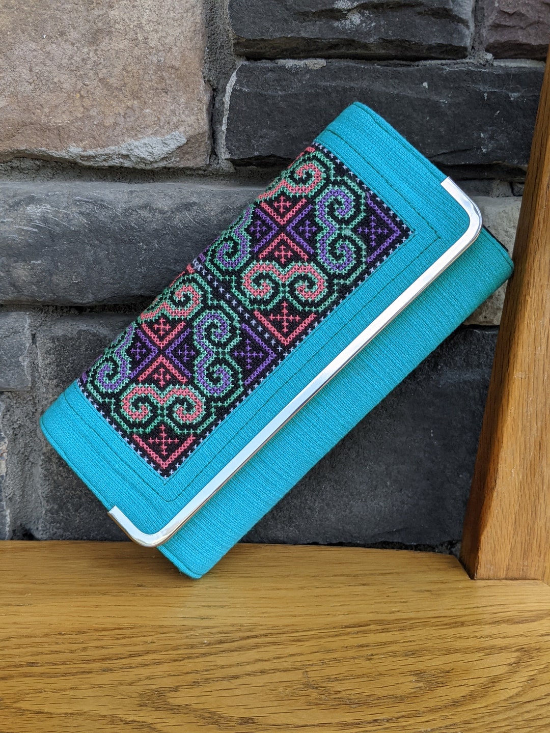 Embroidered Wallet, Turquoise Wallet, Handmade Wallet, Women's Wallet ...
