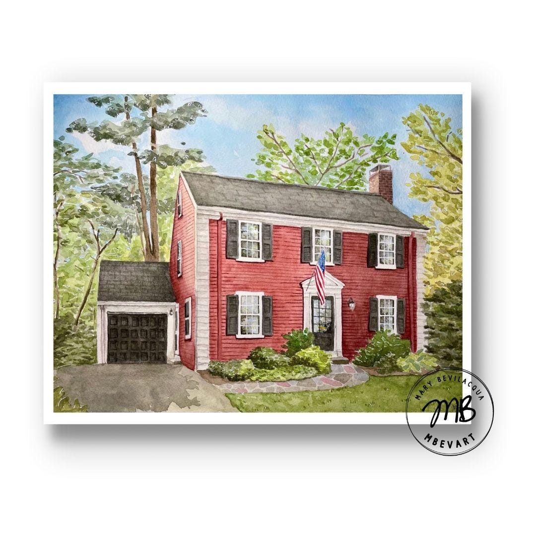 Hand Painted Watercolor House Portrait, Custom Home Portrait, House ...