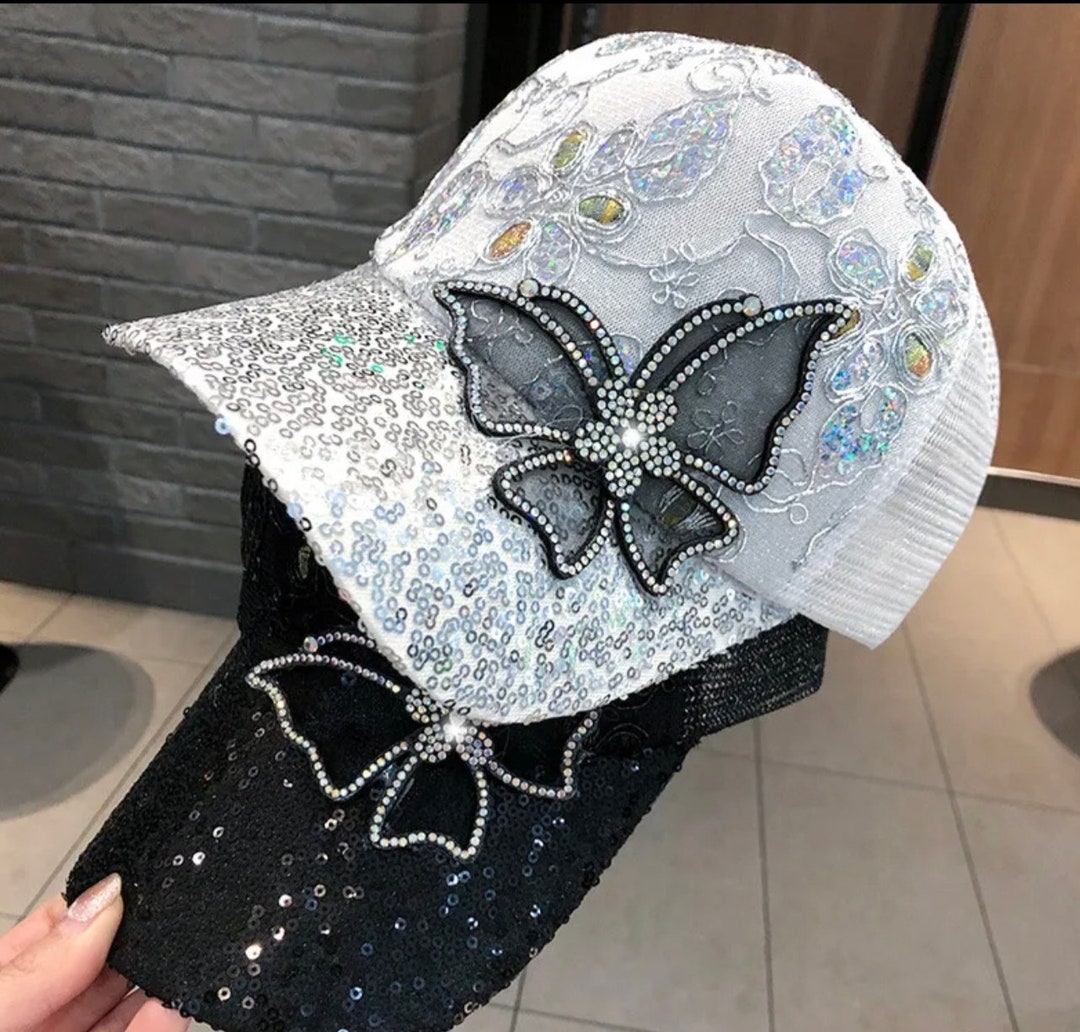 Butterfly Sequin Baseball Cap. Spring and Summer Ladies Hat. - Etsy