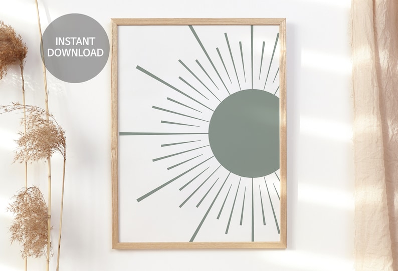 Boho Nursery Print Set: Sun, Rainbow, Moon - Mid Century Modern ...