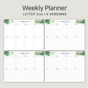 Watercolor Floral Weekly Planner: Printable A4/letter Size (digital ...