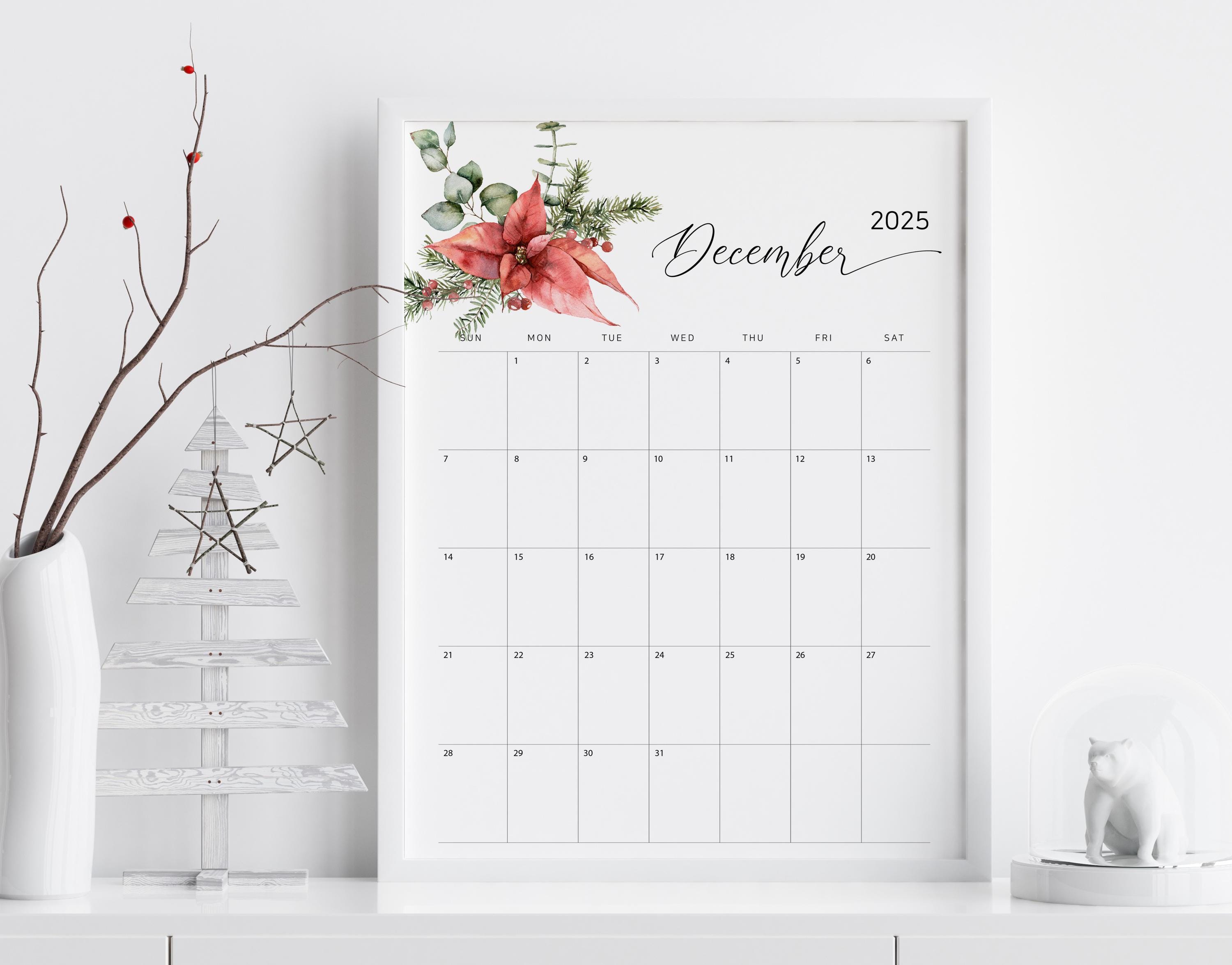 2025 Watercolor Eucalyptus Calendar: A4, Letter Size (PDF Digital ...