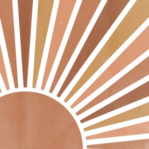 Boho Sun Wall Art, Sunrise Art Print, Neutral Poster, Home Decor Boho ...