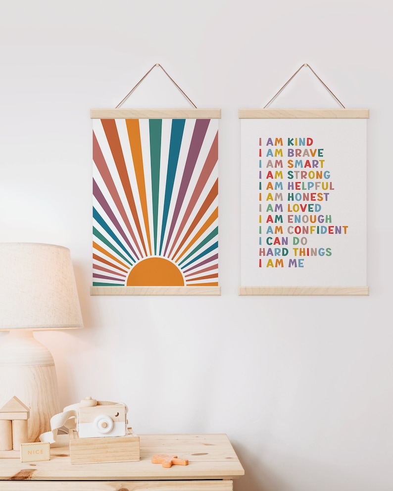 Kid Affirmation Wall Art Playroom Poster Set Of2 I Am Kind I - Etsy