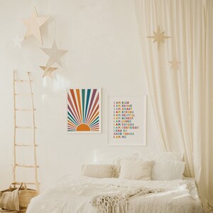 Kid Affirmation Wall Art, Playroom Poster Set Of2, I Am Kind I Am Loved ...