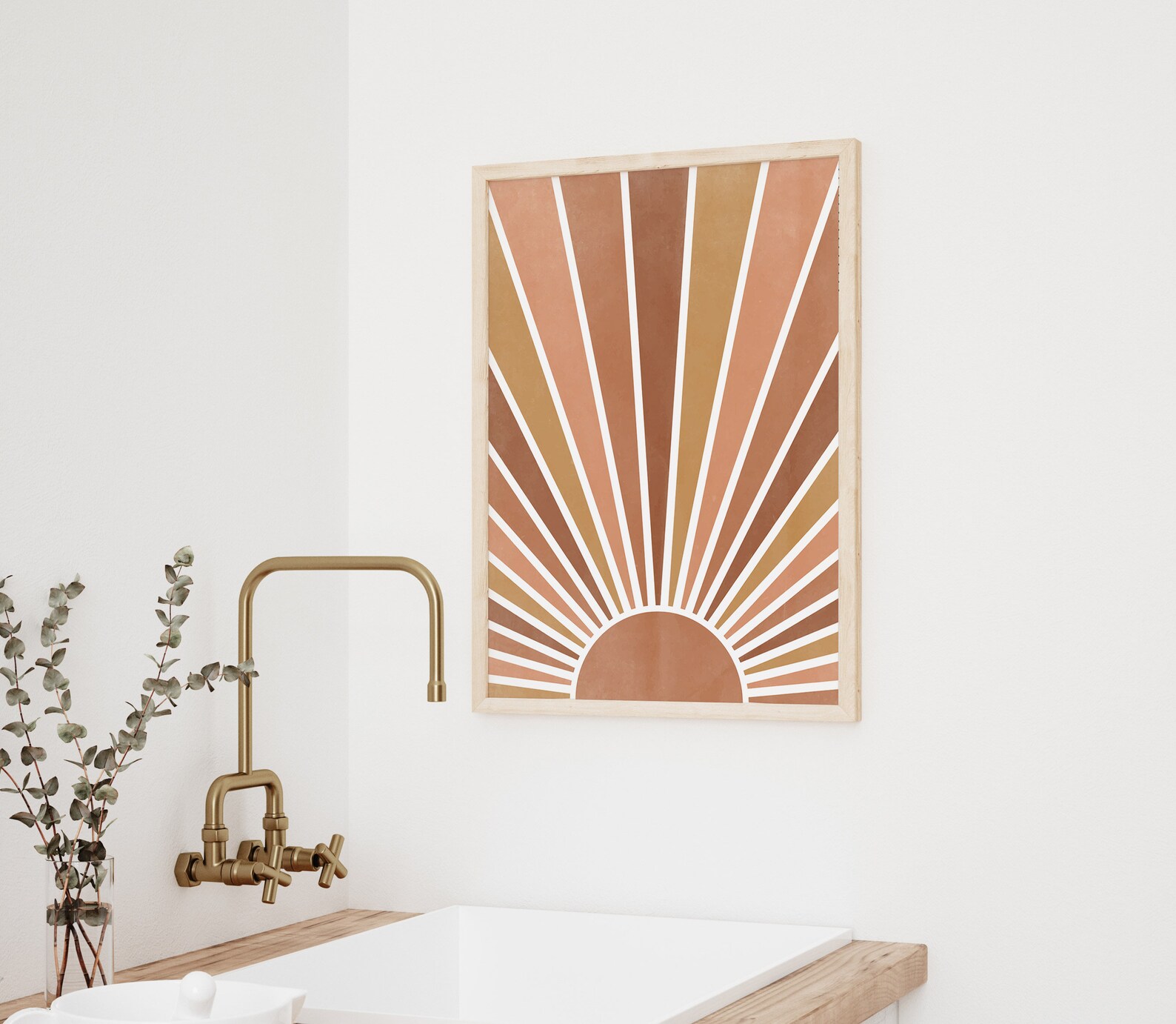 Boho Sun Wall Art Sunrise Art Print Neutral Poster Home | Etsy
