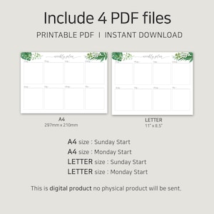 Watercolor Floral Weekly Planner: Printable A4/letter Size (digital ...