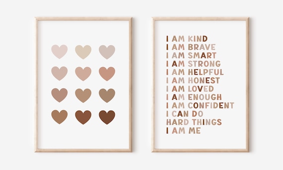 Kid Affirmation Wall Art Playroom Poster Set Of2 I Am Kind I | Etsy