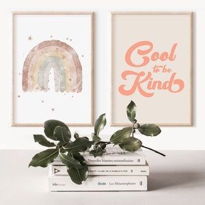 Cool to Be Kind, Typography Wall Art, Retro Quotes Wall Art, Nursery ...