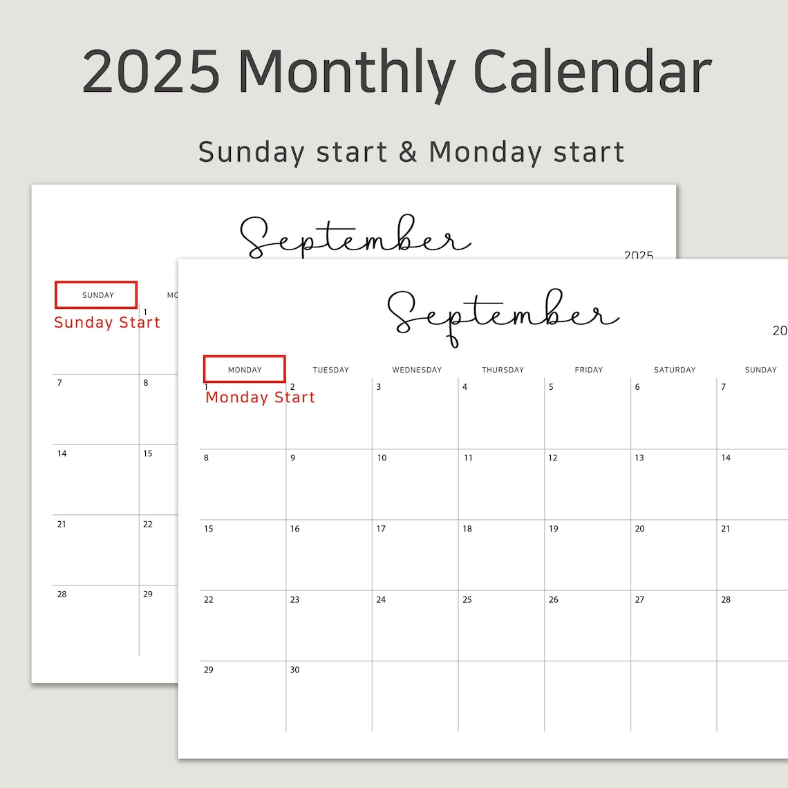 2025 Printable Calendar: Minimalist A4/letter Size (PDF Download) - Etsy