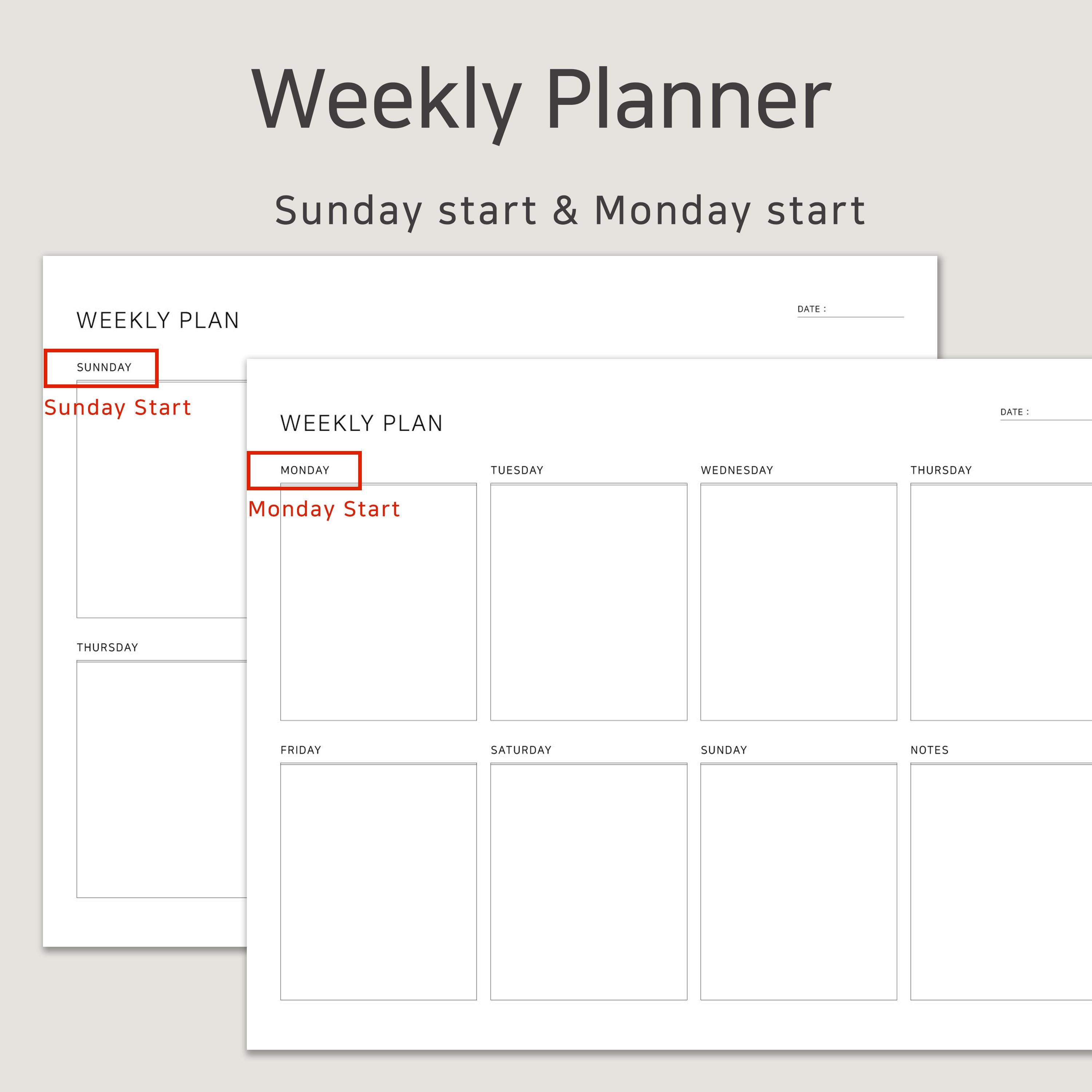Minimalist Weekly Planner Template: A4, Letter Size (printable PDF) - Etsy