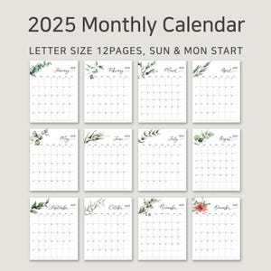2025 Watercolor Eucalyptus Calendar: A4, Letter Size (PDF Digital ...