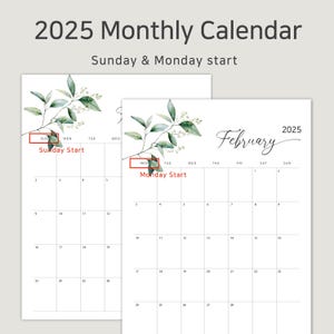 2025 Watercolor Eucalyptus Calendar: A4, Letter Size (PDF Digital ...