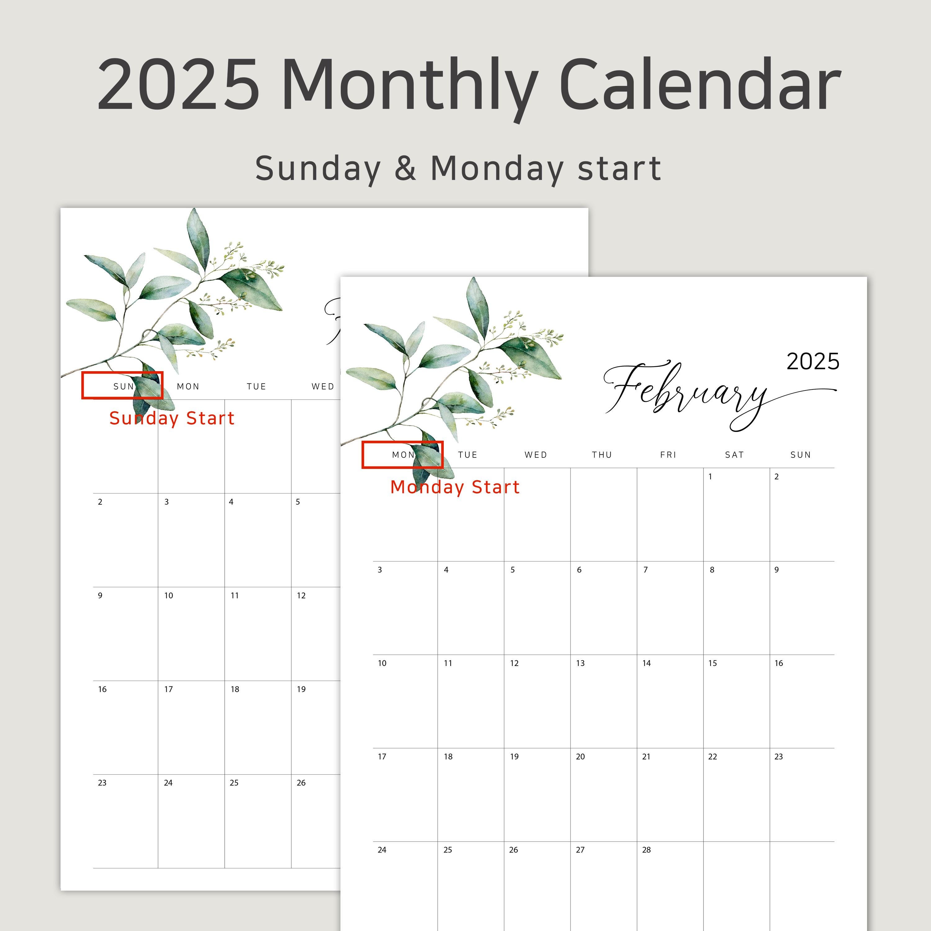 2025 Watercolor Eucalyptus Calendar: A4, Letter Size (PDF Digital ...