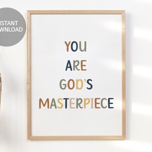 You Are God's Masterpiece, Set of 3 Prints, Nursery Bible Verse Wall ...