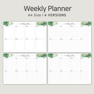 Watercolor Floral Weekly Planner: Printable A4/letter Size (digital ...