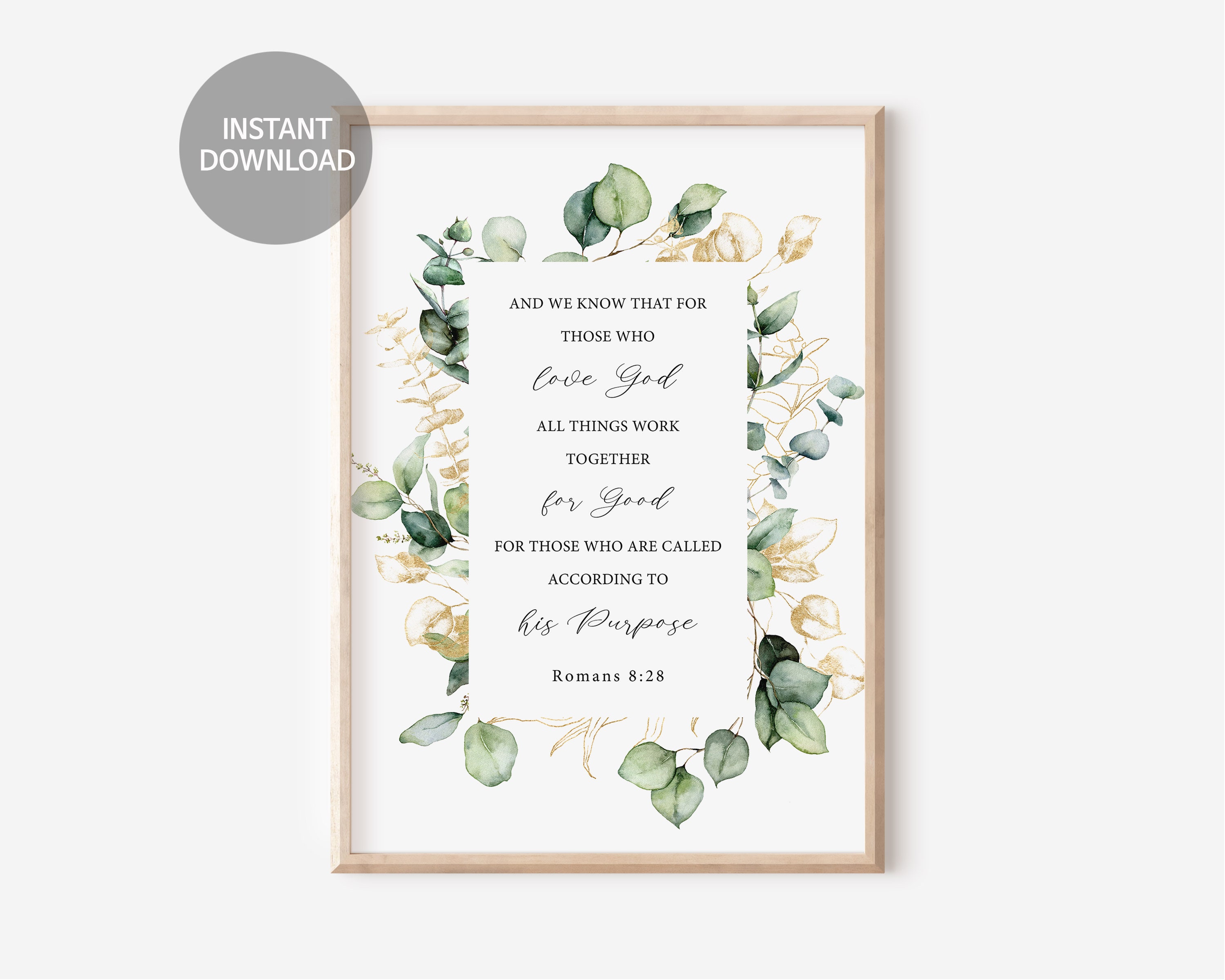 Romans 8:28 Bible Verse Printable Modern Christian Home | Etsy