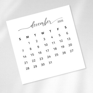 2025 Printable Mini Calendar: 3x3 Pocket Planner, Minimalist Design ...