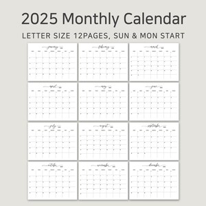 2025 Minimalist Calendar: A4, Letter Size (PDF Download) - Etsy