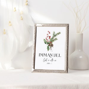 Immanuel Printable Wall Art, God is With Us Matthew 1:23, Watercolor ...
