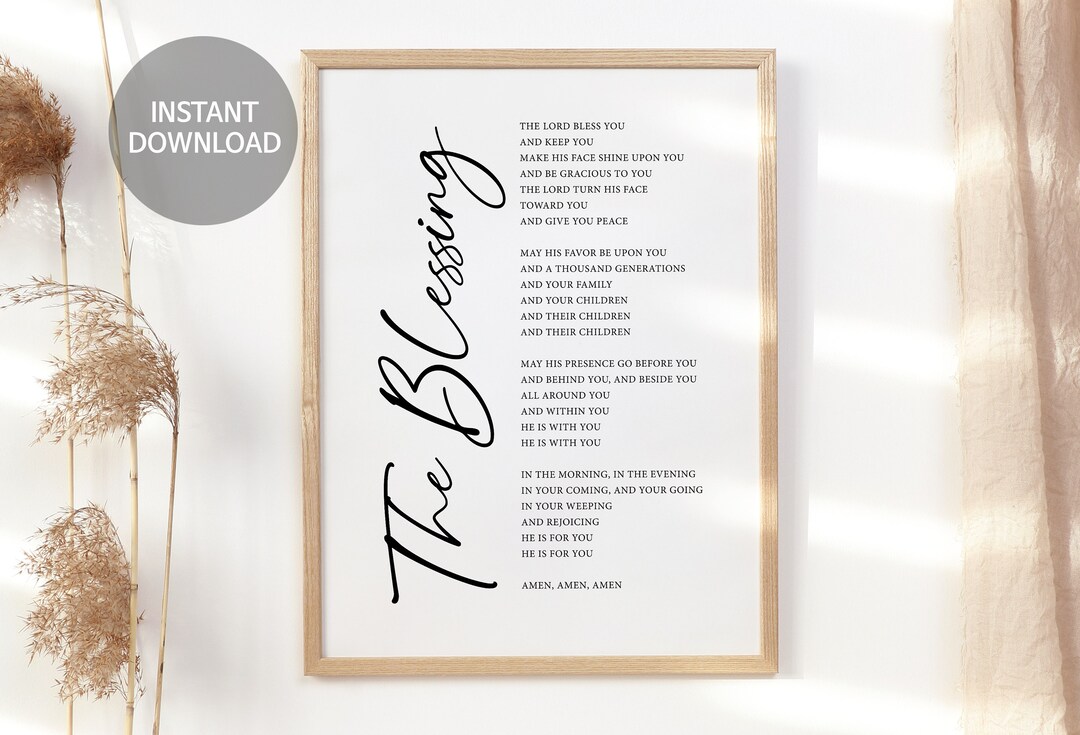 The Blessing Lyrics Wall Art: Christian Home Decor (digital Download ...