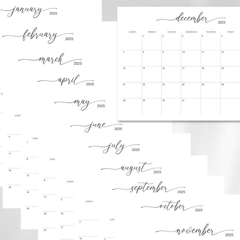 2025 Minimalist Calendar: A4, Letter Size (PDF Download) - Etsy