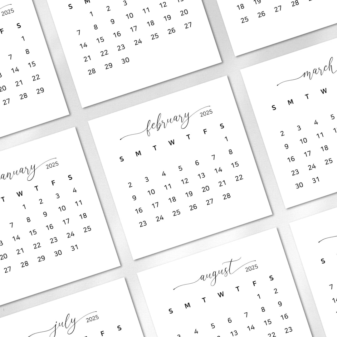 2025 Printable Mini Calendar: 3x3 Pocket Planner, Minimalist Design ...