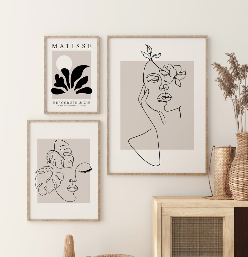 Woman Line Wall Art Print Female Figure Line Art Set - Etsy
