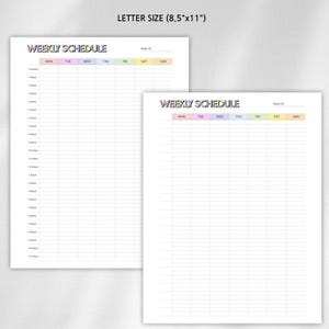 24 Hour Weekly Schedule Landscape, Editable Weekly Planner Template ...