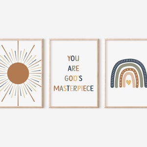 You Are God's Masterpiece, Set of 3 Prints, Nursery Bible Verse Wall ...