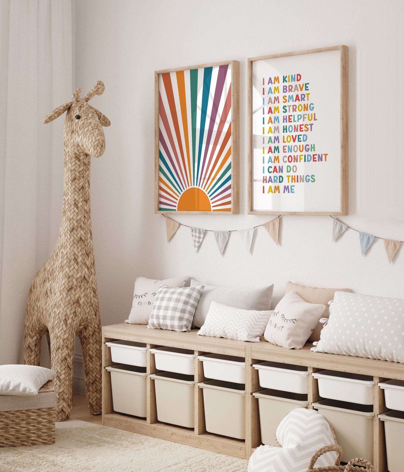 Kid Affirmation Wall Art Playroom Poster Set Of2 I Am Kind I - Etsy