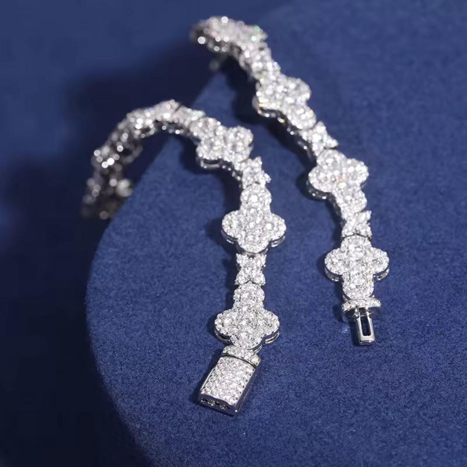 Iced Out 10mm Cross Cuban Link Chain / 925 Sterling Silver Moissanite ...