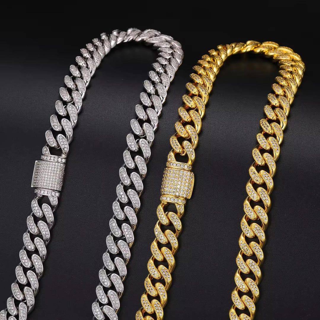 Full Iced Out Gold Plated Miami Style Bling Rapper Chain / Perfect Gift ...
