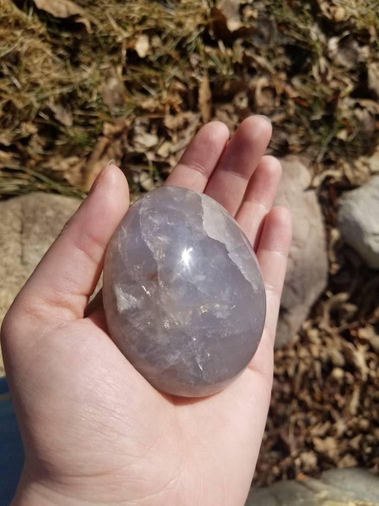 Craft Supplies & Tools Gemstones Blue Rose Quartz Palm Stone-XL-Rare ...