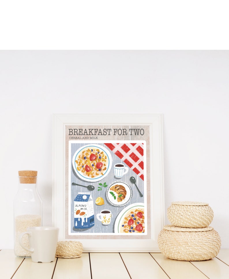 Breakfast Poster, Food Art Digital, Retro Food Poster Art - Etsy