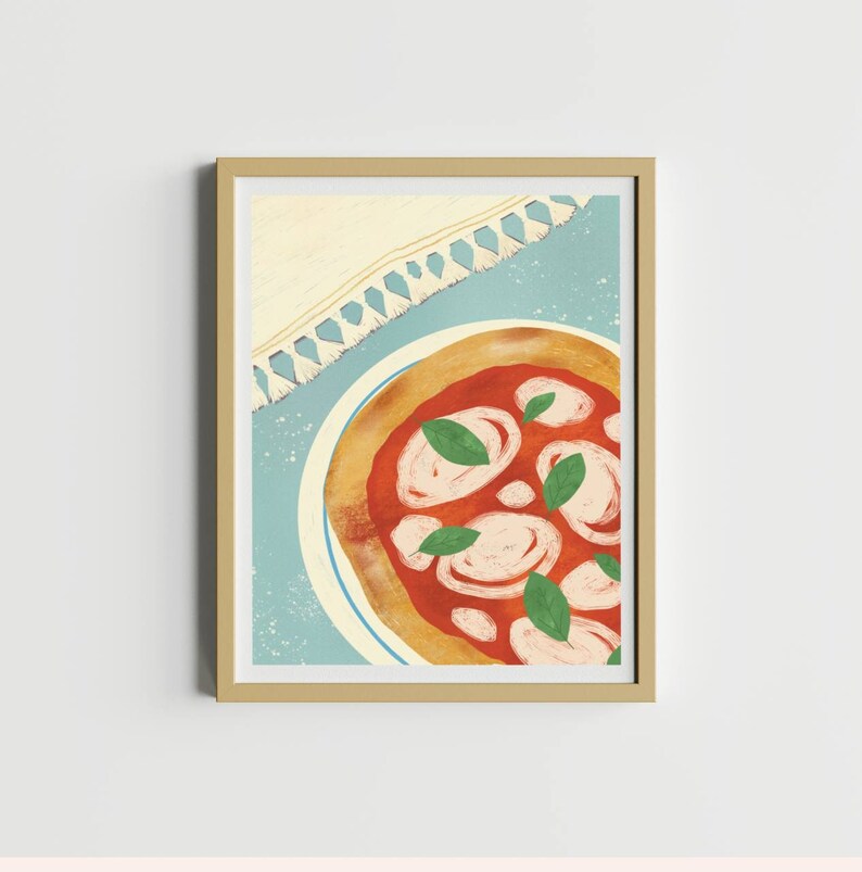 Digital Food Art, Food Art Print Download, Vintage Pizza Poster, Pizza ...