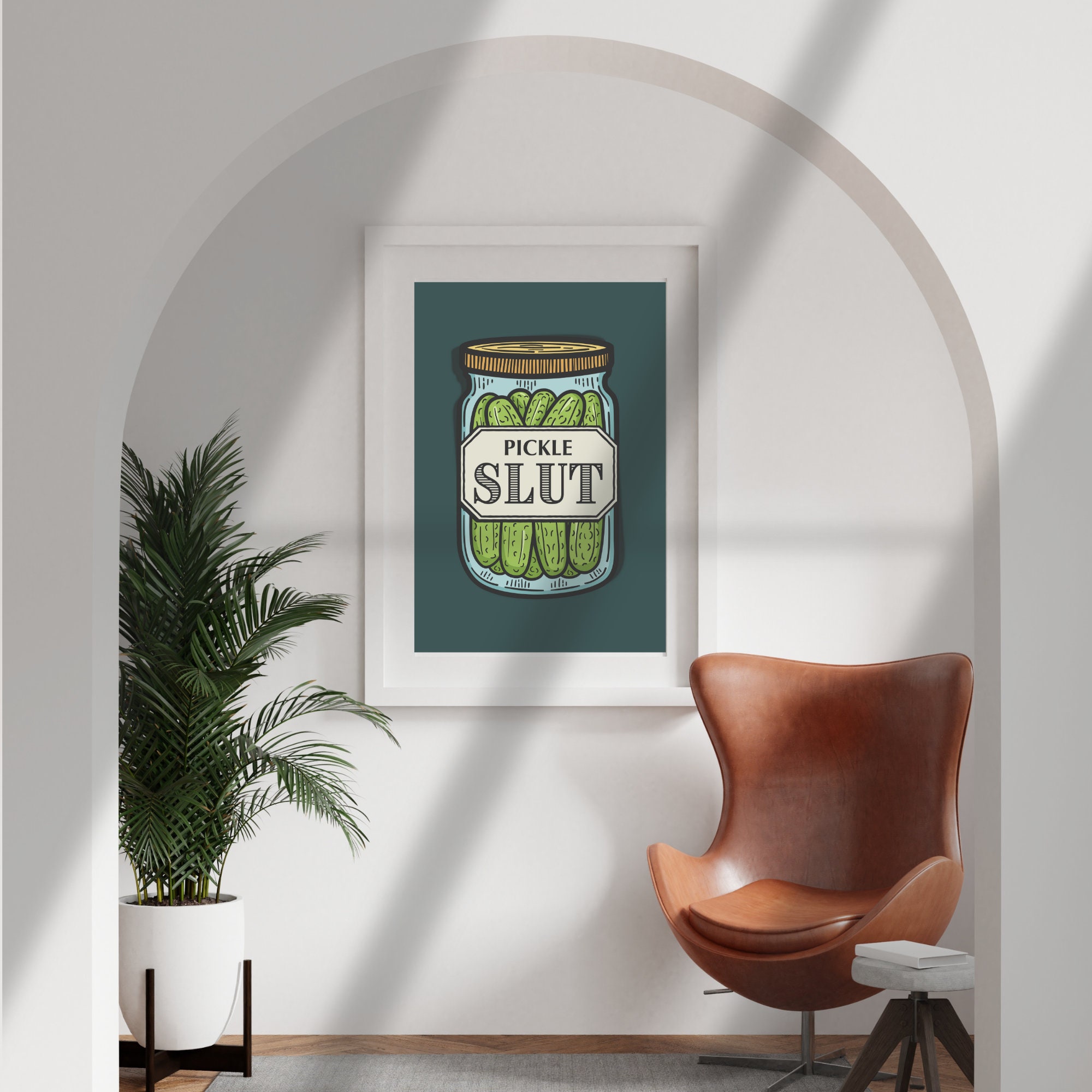 Pickle Lover Digital Print, Funny Quirky Wall Décor, Dorm Bedroom ...