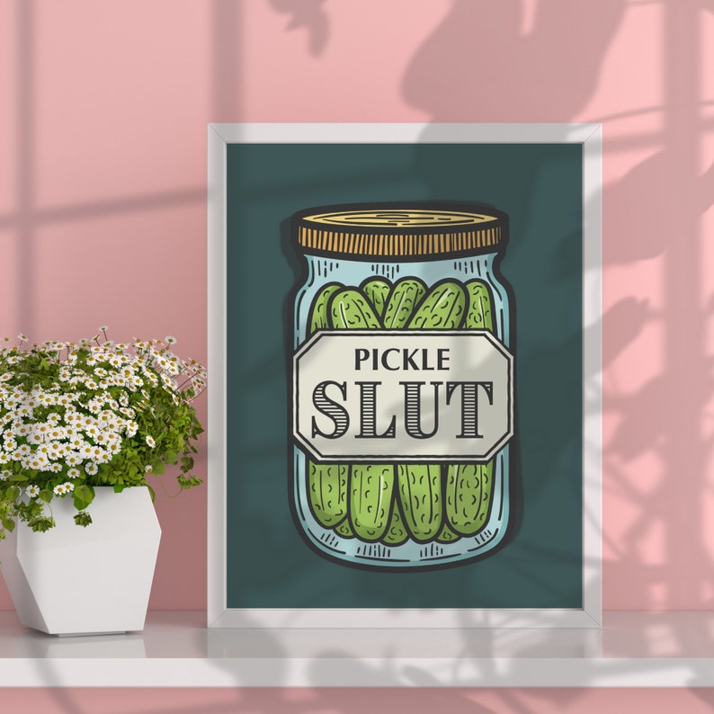 Pickle Lover Digital Print, Funny Quirky Wall Décor, Dorm Bedroom ...