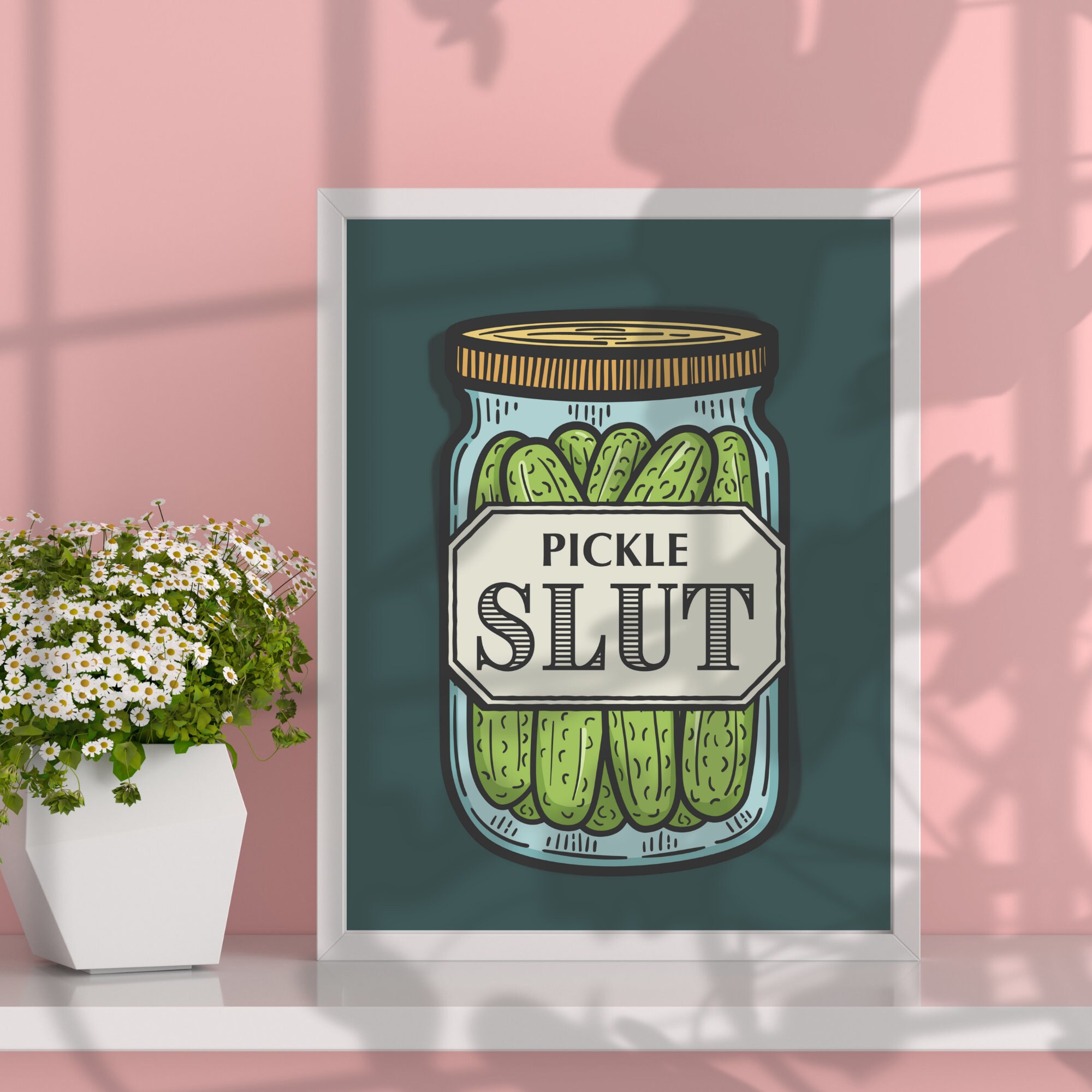 Pickle Lover Digital Print, Funny Quirky Wall Décor, Dorm Bedroom ...