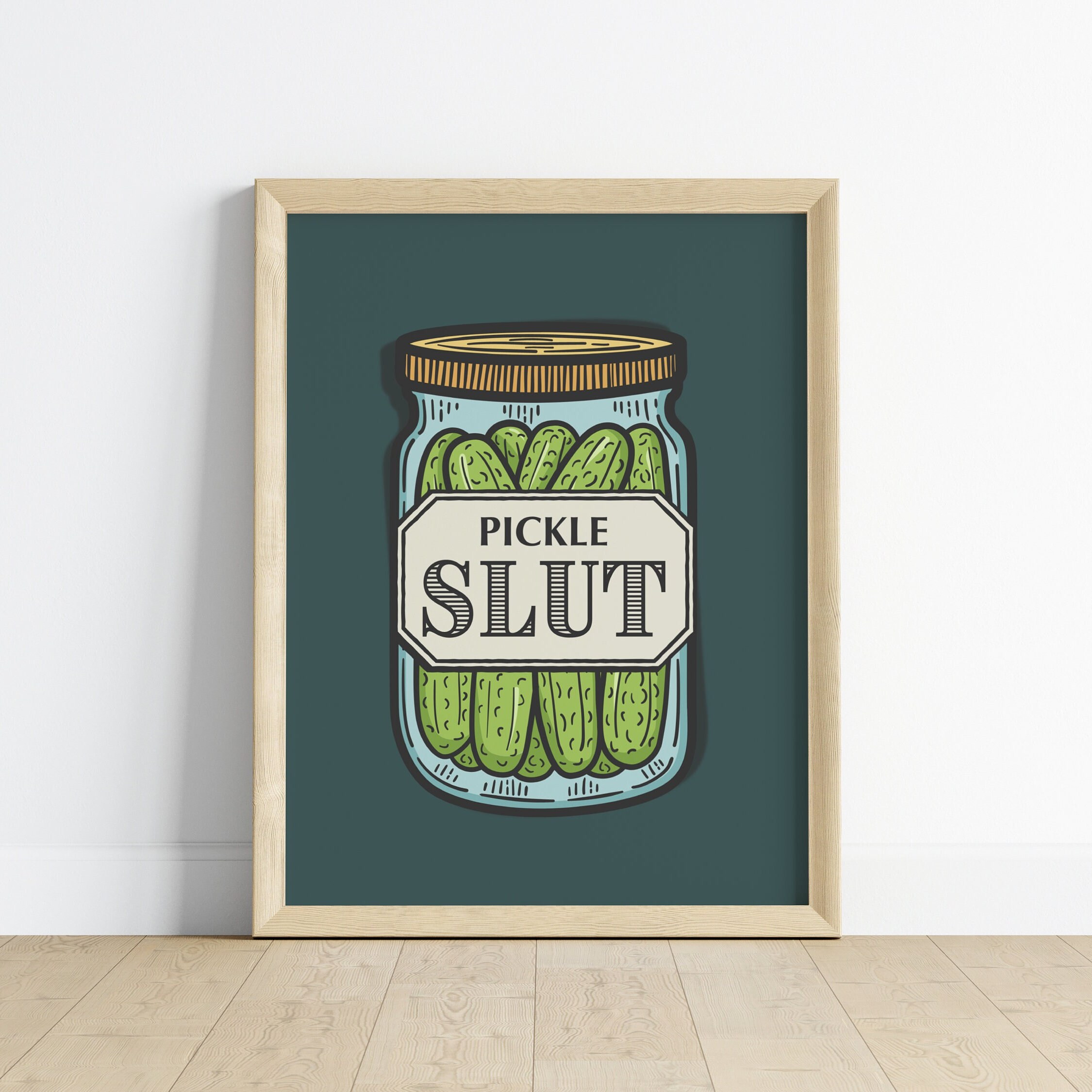 Pickle Lover Digital Print, Funny Quirky Wall Décor, Dorm Bedroom ...