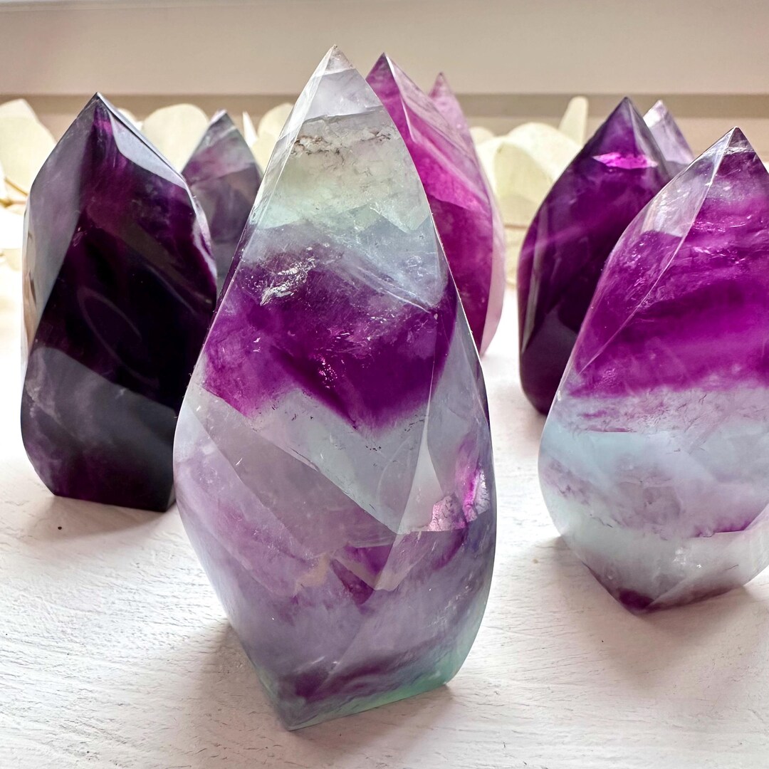 Rainbow Fluorite Flame | Rainbow Purple Fluorite Crystal | Fluorite ...