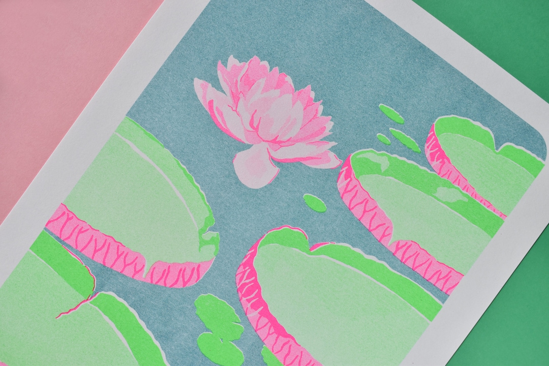 A4 Vitória-régia - Victoria Amazonica Risograph Print | Tropical Wall ...