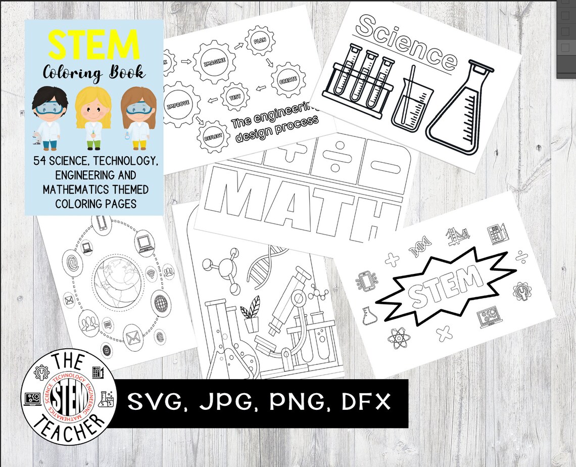 STEM Coloring Book Science Technology Engineering Art - Etsy