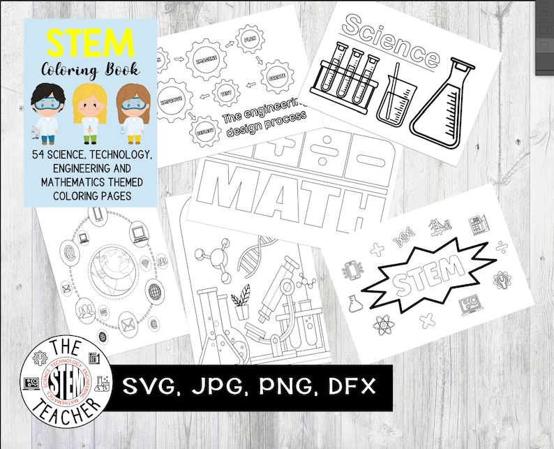 STEM Coloring Book, Science, Technology, Engineering, Art, Math, Kid's ...