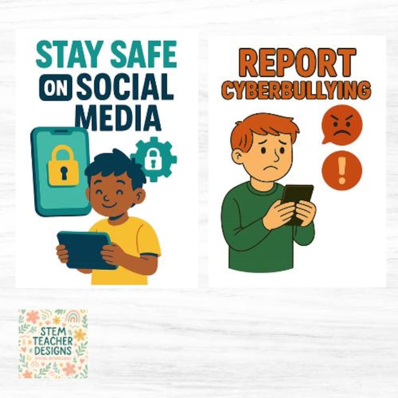 Cybersafety Classroom Poster Set | Digital Download | 8 Printable PDF ...