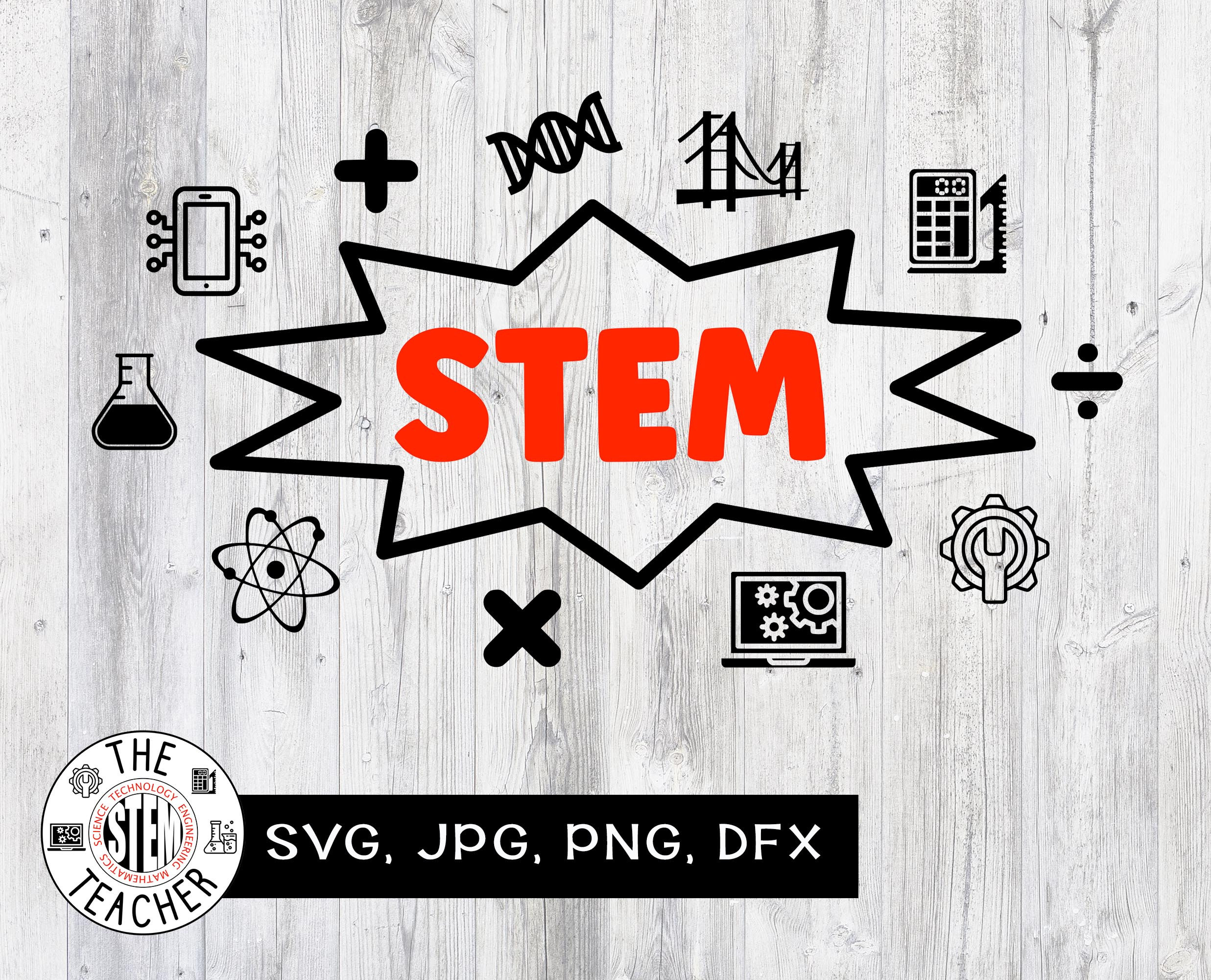 STEM Icon Group SVG, Dfx, Png, Jpg Files, Science, Technology ...